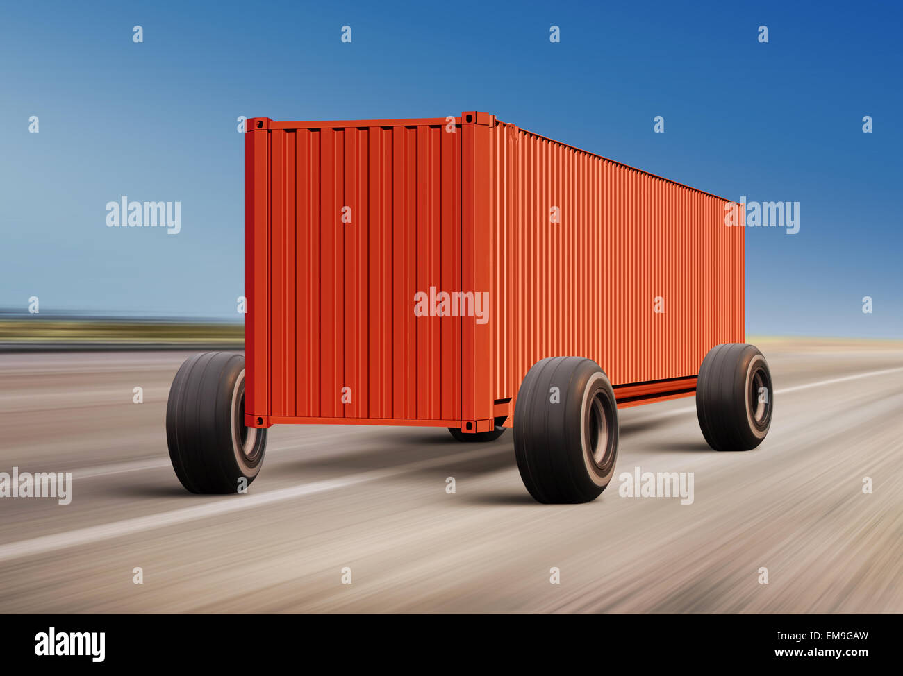 container moving on road, cargo transportation Stock Photo - Alamy