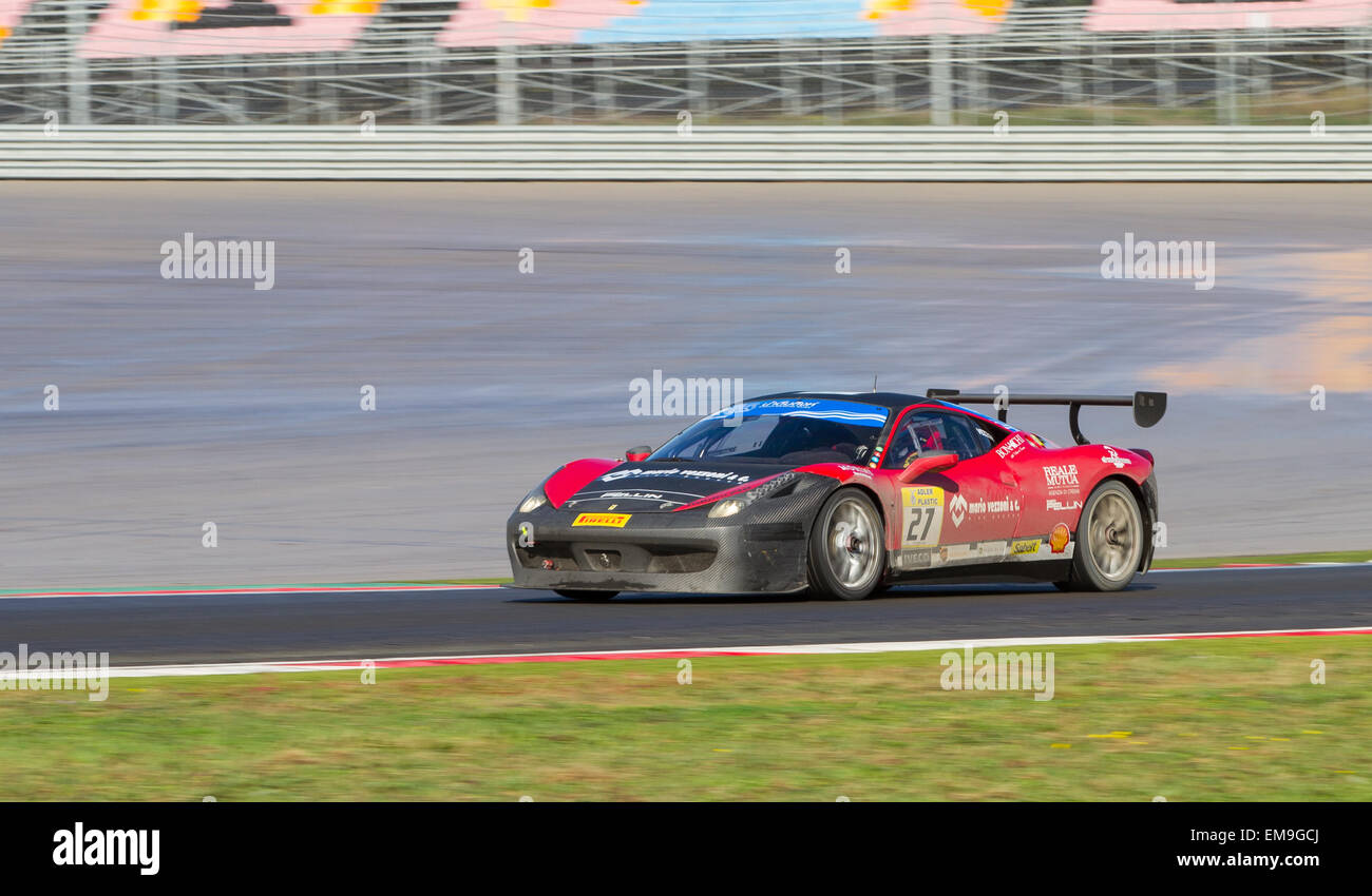 ISTANBUL, TURKEY - OCTOBER 25, 2014: Alessandro Vezzoni drives Ferrari ...