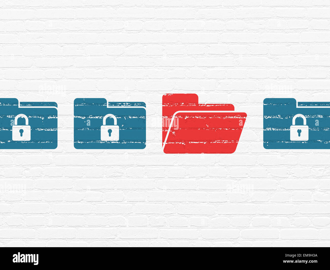 Safety concept: folder icon on wall background Stock Photo - Alamy