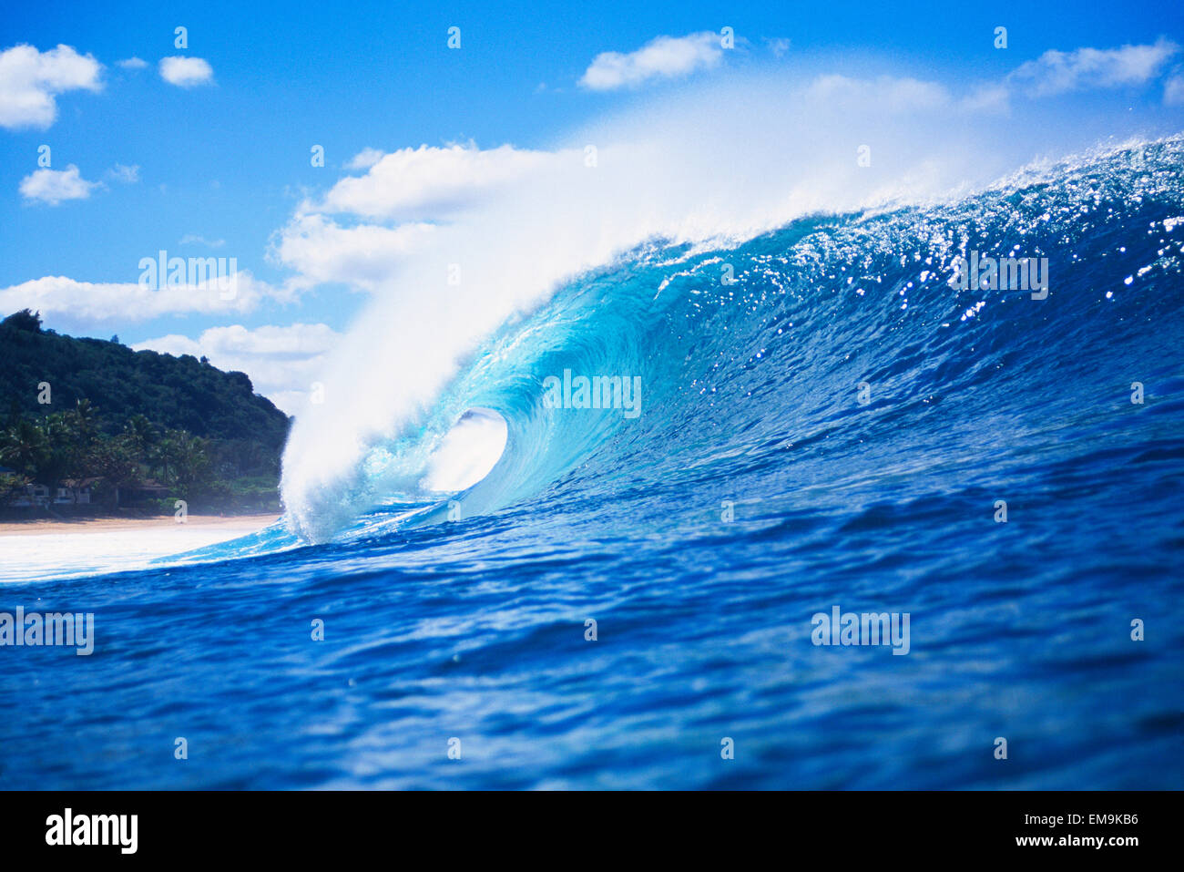 Hawaii, Oahu, Perfect Wave At Pipeline Stock Photo - Alamy