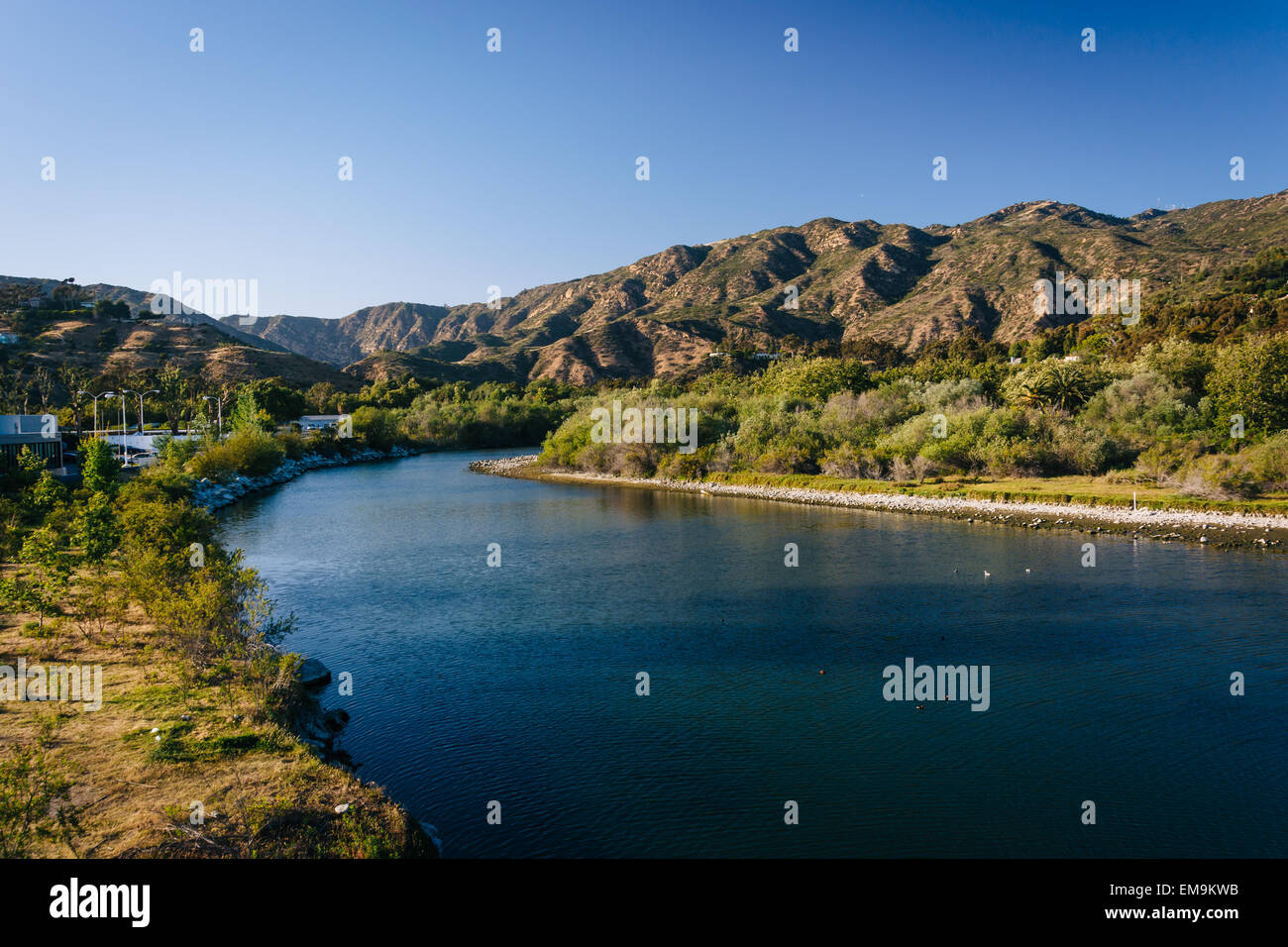 Malibu Creek, seen from Pacific Coast Highway, in Malibu, California ...