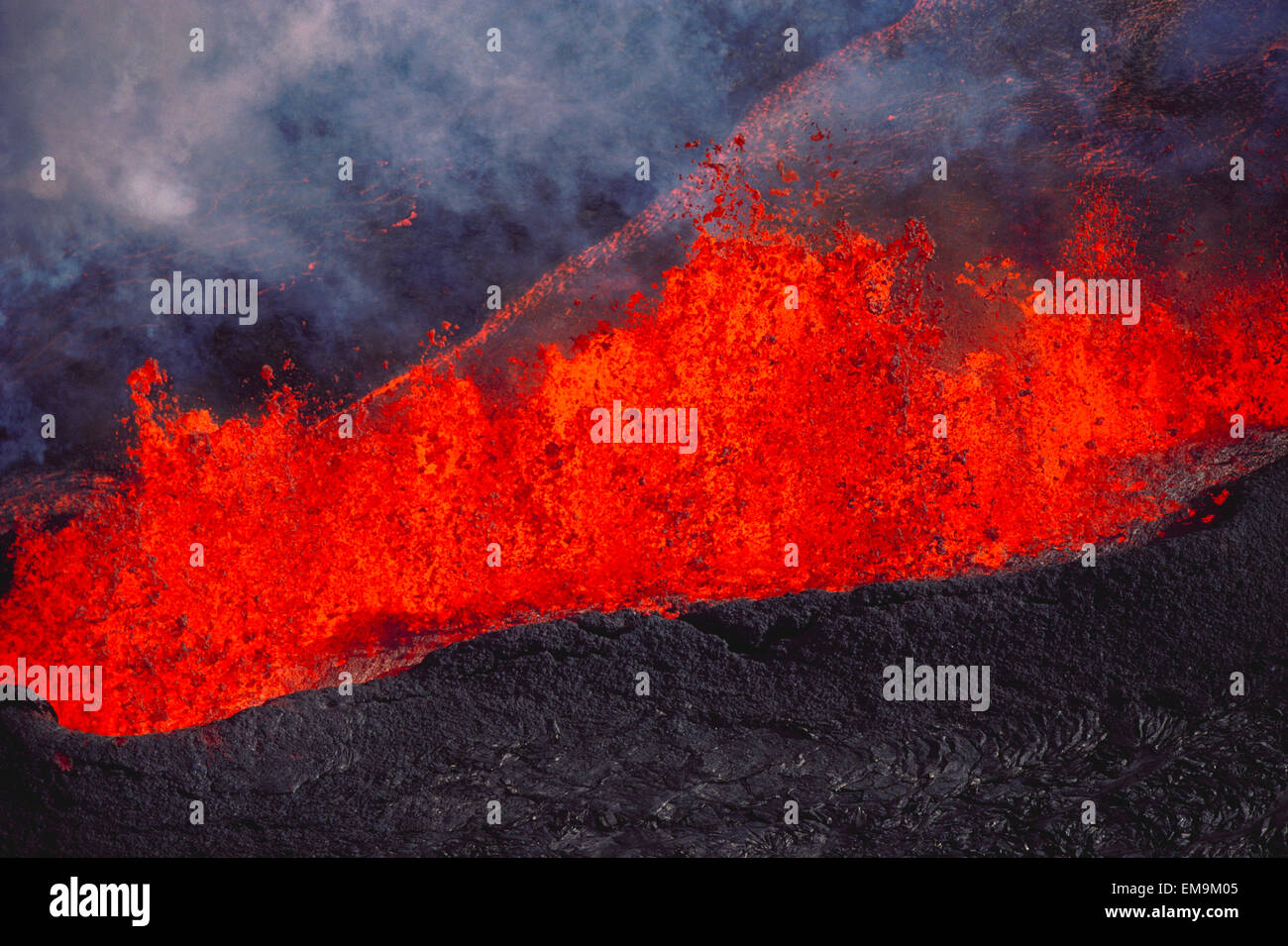 Hawaii, Big Island, Mauna Loa Volcano Eruption, Lava Curtain Stock ...