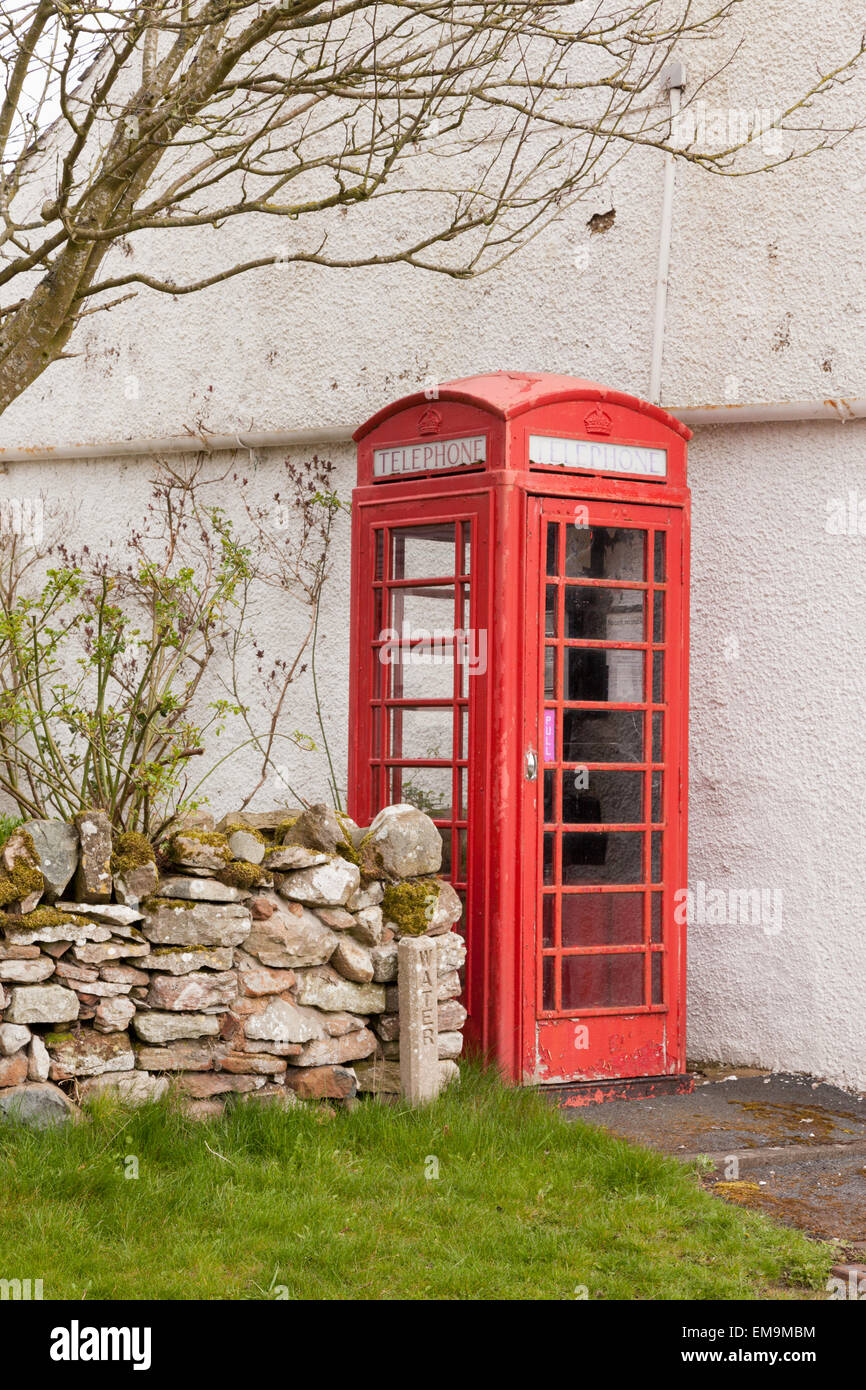 Old fashioned public telephone box, rural Lake District, UK Stock Photo ...