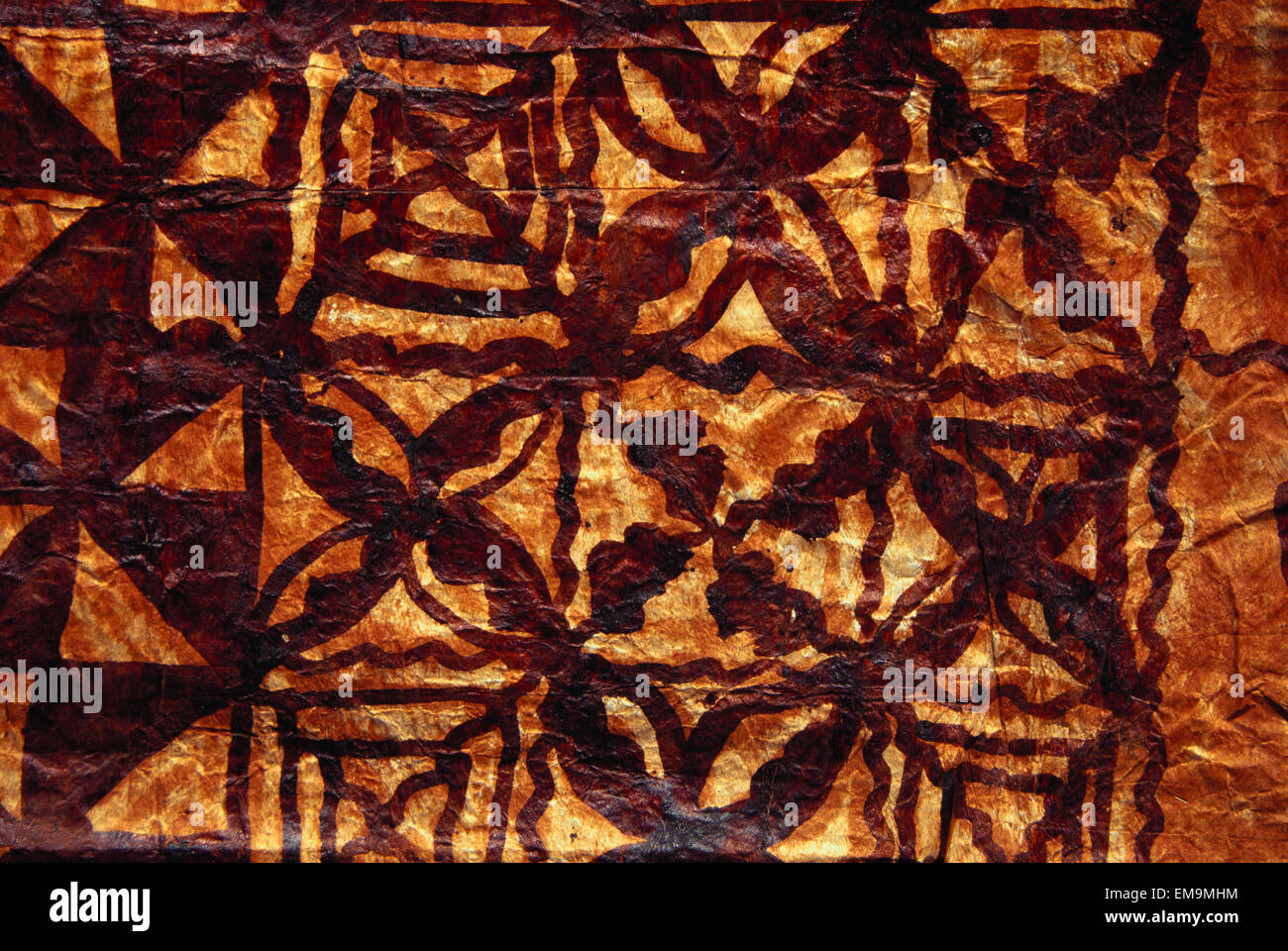 Traditional Polynesian Tapa, Hand Printed Paper Bark Cloth With Floral ...