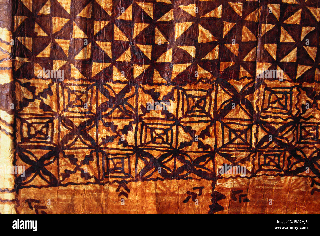 Traditional Polynesian Tapa, Hand Printed Paper Bark Cloth Stock Photo ...