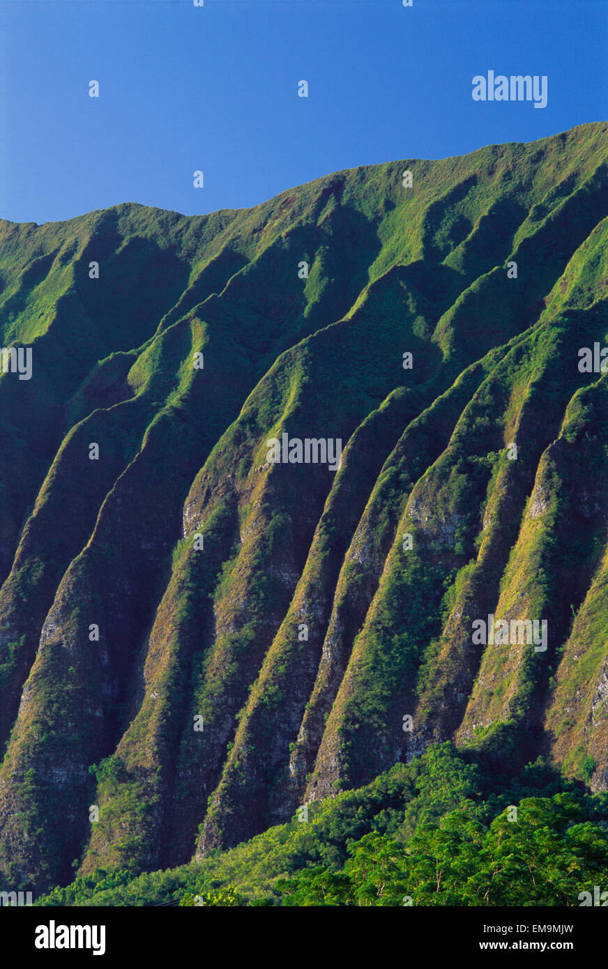 Hawaii, Oahu, Pali And Cliffs On Windward Side Of Koolau Mountains ...