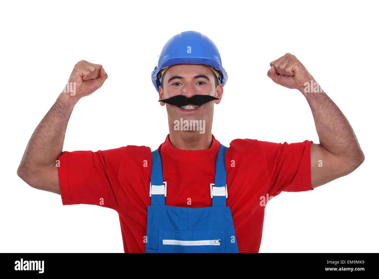 Construction worker with muscular arms hi-res stock photography and ...