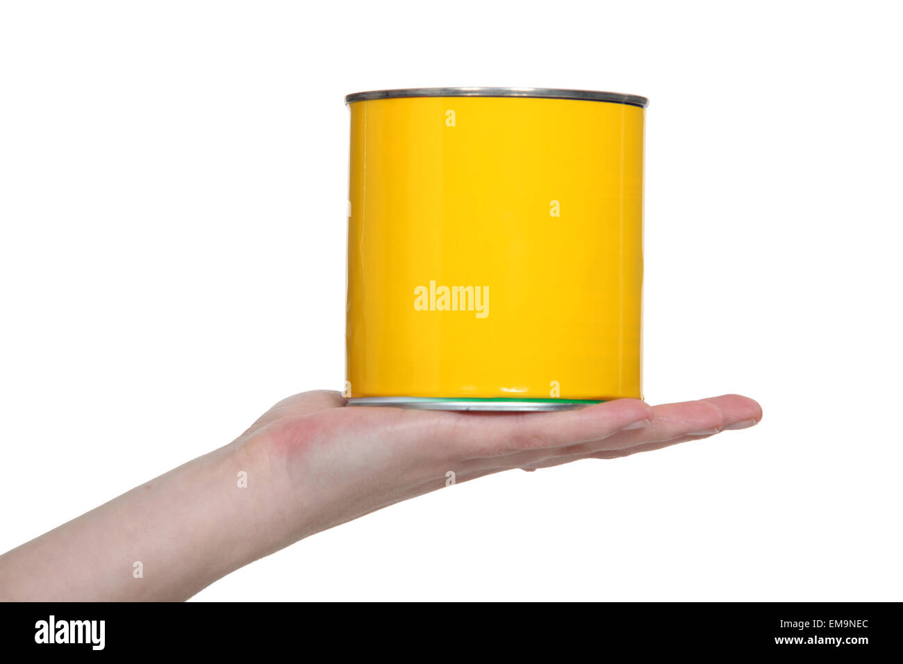 A can of yellow paint Stock Photo - Alamy