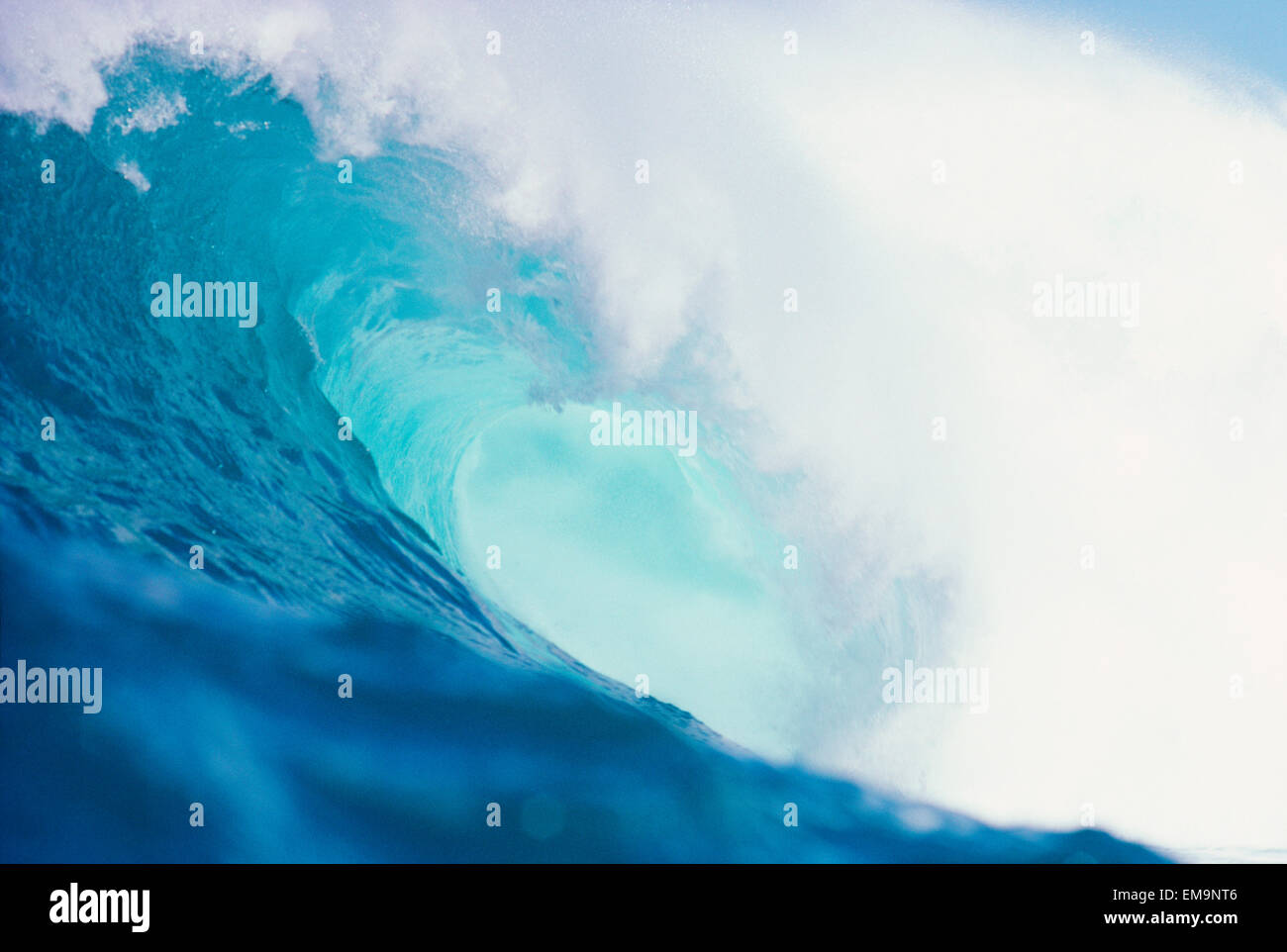 Wave Curling Over With Whitewash And A Barrel Forming Stock Photo - Alamy