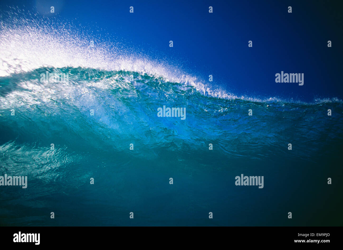 Translucent Wave, Spray, Blue Sky Stock Photo - Alamy