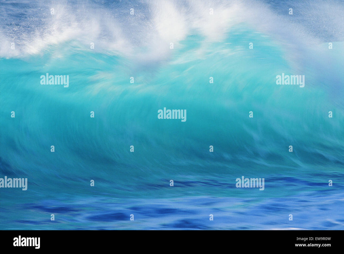 Turbulent Turquoise Wave With Windspray, Blurred Stock Photo - Alamy