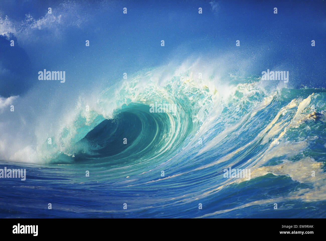 Stormy Ocean Wave Curling Over With Whitewash, View Of Barrel, Closeup ...