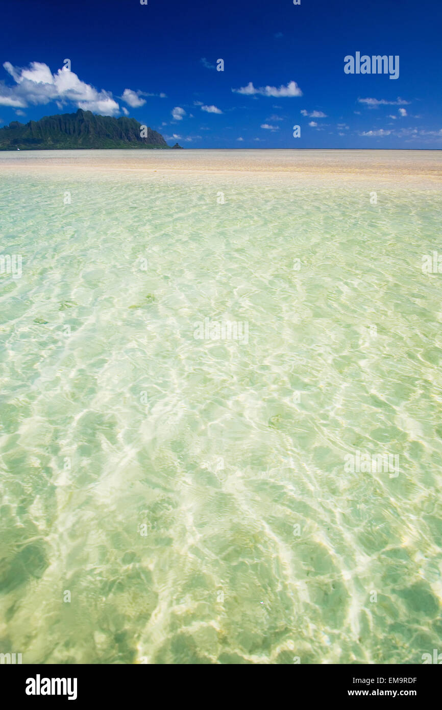 Hawaii, Oahu, Kaneohe Sandbar With Kualoa In The Back Ground Stock ...