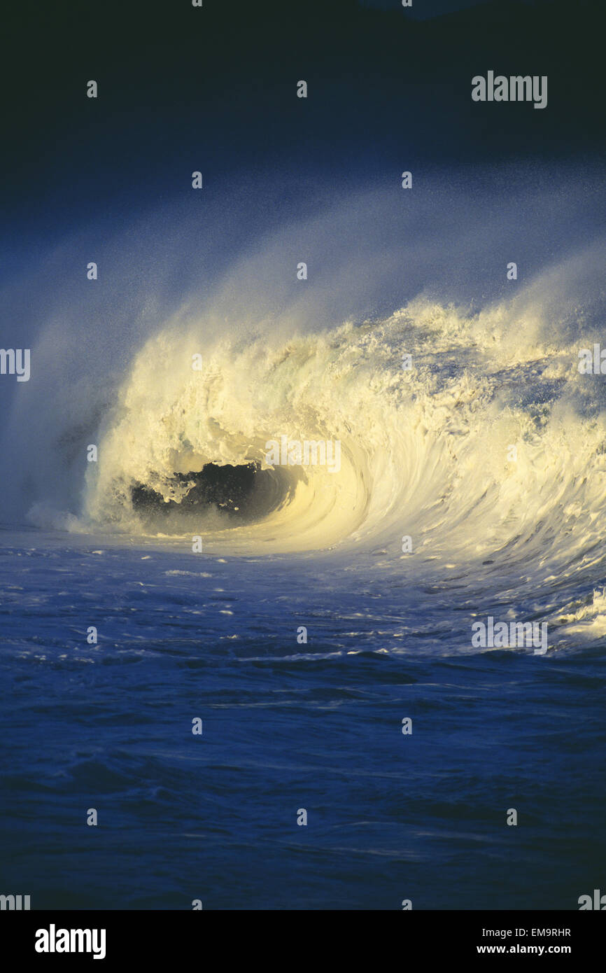 Stormy Ocean Wave Curling Over With Whitewash And A Barrel Forming ...