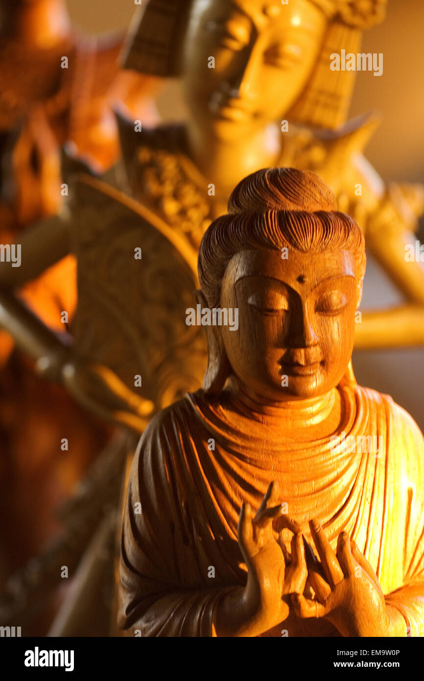 Myanmar, Statue Of A Wooden Budha, Indonesian Dancer Statue Behind ...