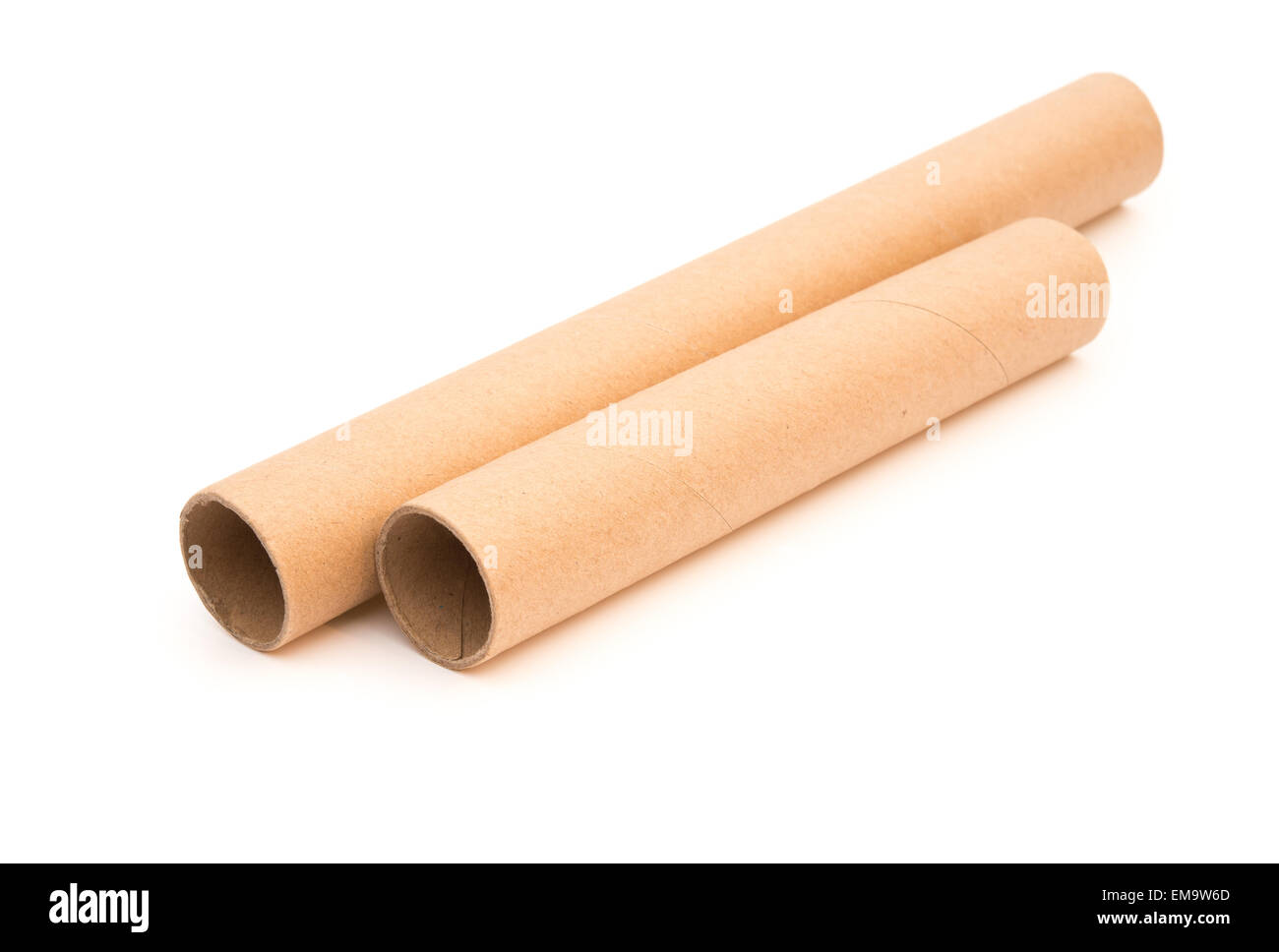 two brown empty rolls on a white background Stock Photo - Alamy