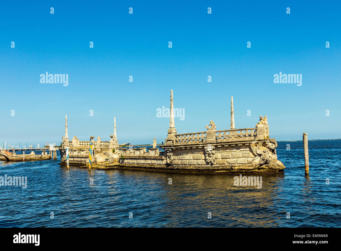 Stone breakwater barge at the Vizcaya Museum and Gardens on Biscayne ...