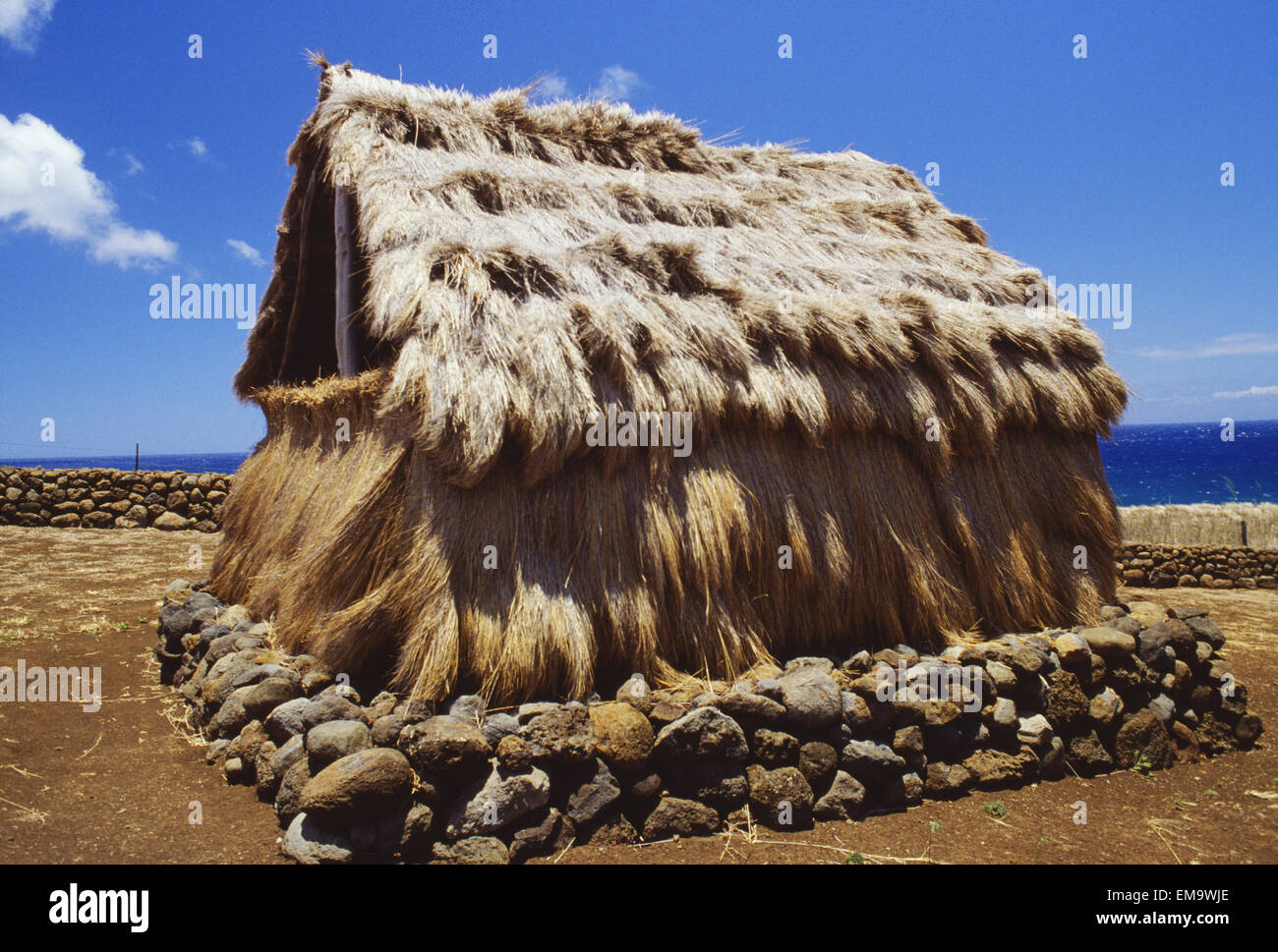 Hawaii, Big Island, Mookini Luakini Heiau, Little Grass Shack Stock ...
