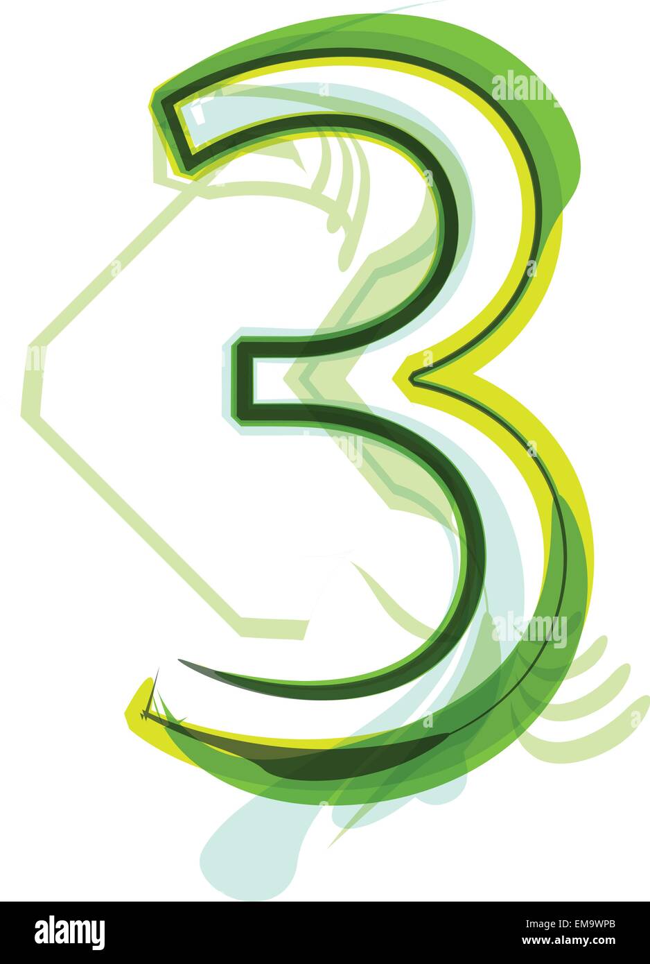 Font Illustration. NUMBER 3 Stock Vector Image & Art - Alamy