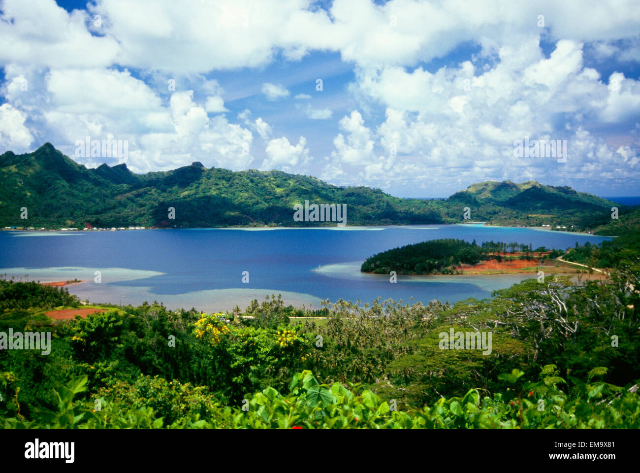 French Polynesia, Tahiti, Huahine, Overlooking Beautiful Lagoon, Scenic ...