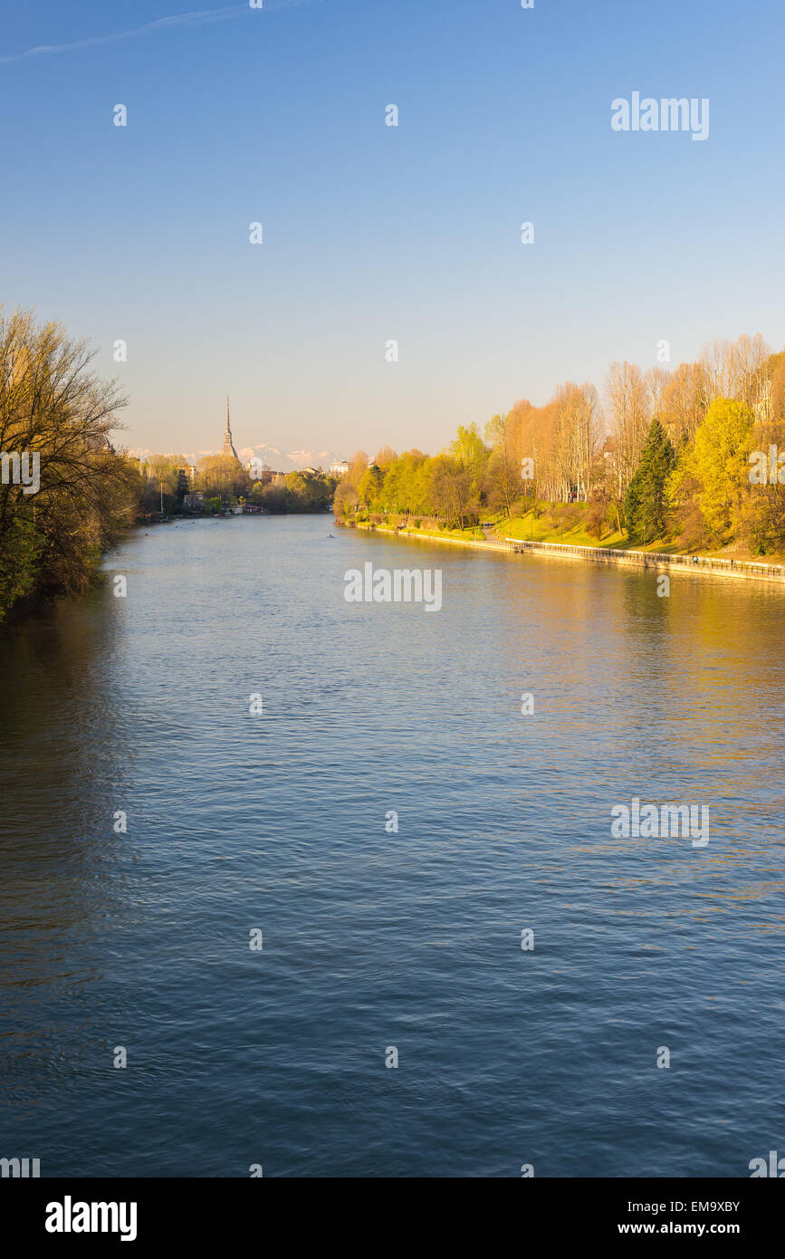 Torino (Turin - Italy) at sunset in spring season, with lush green ...