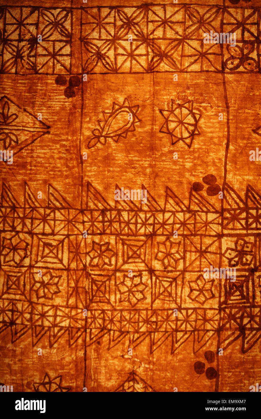 Traditional Polynesian Tapa, Hand Printed Paper Bark Cloth Stock Photo ...