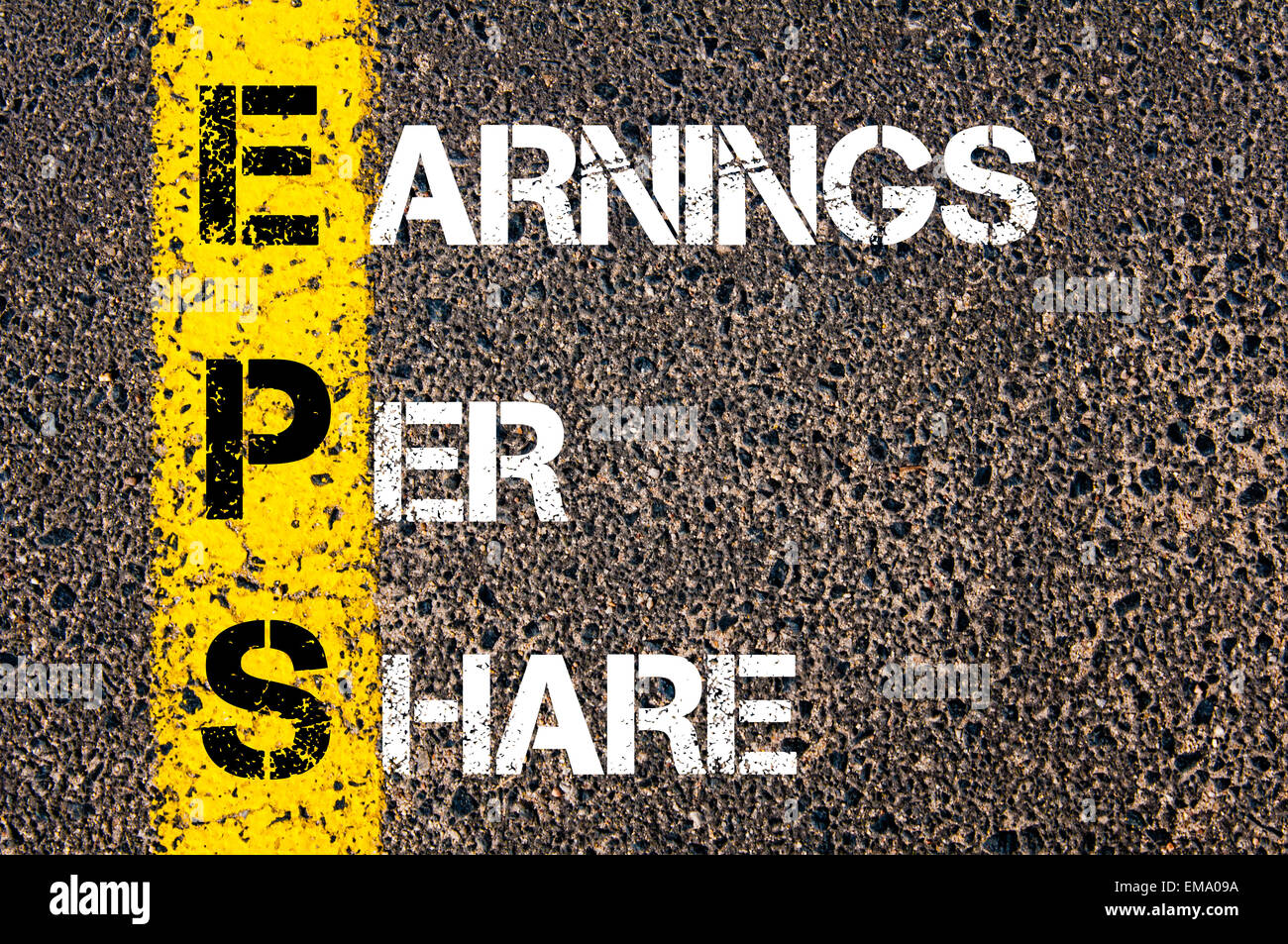 Business Acronym EPS – Earnings per share. Yellow paint line on the ...