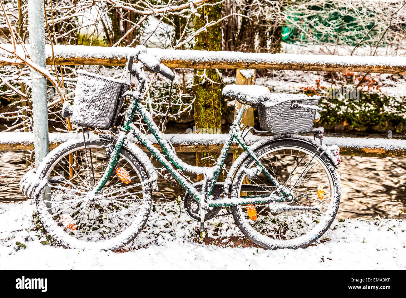 Bicycle at handrail hi-res stock photography and images - Alamy