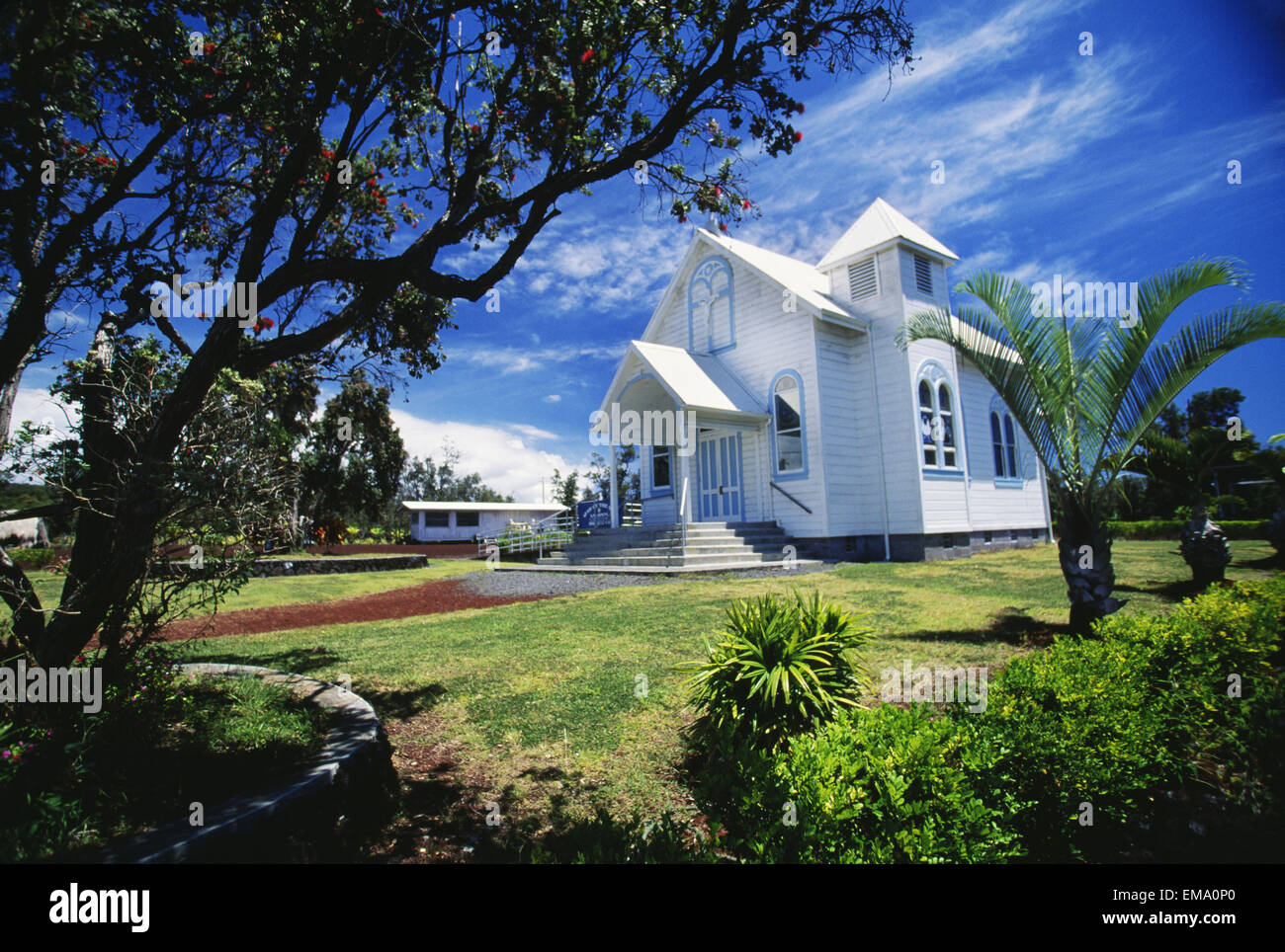 Hawaii, Big Island, The Painted Church Of Kalapana In It's New Location ...