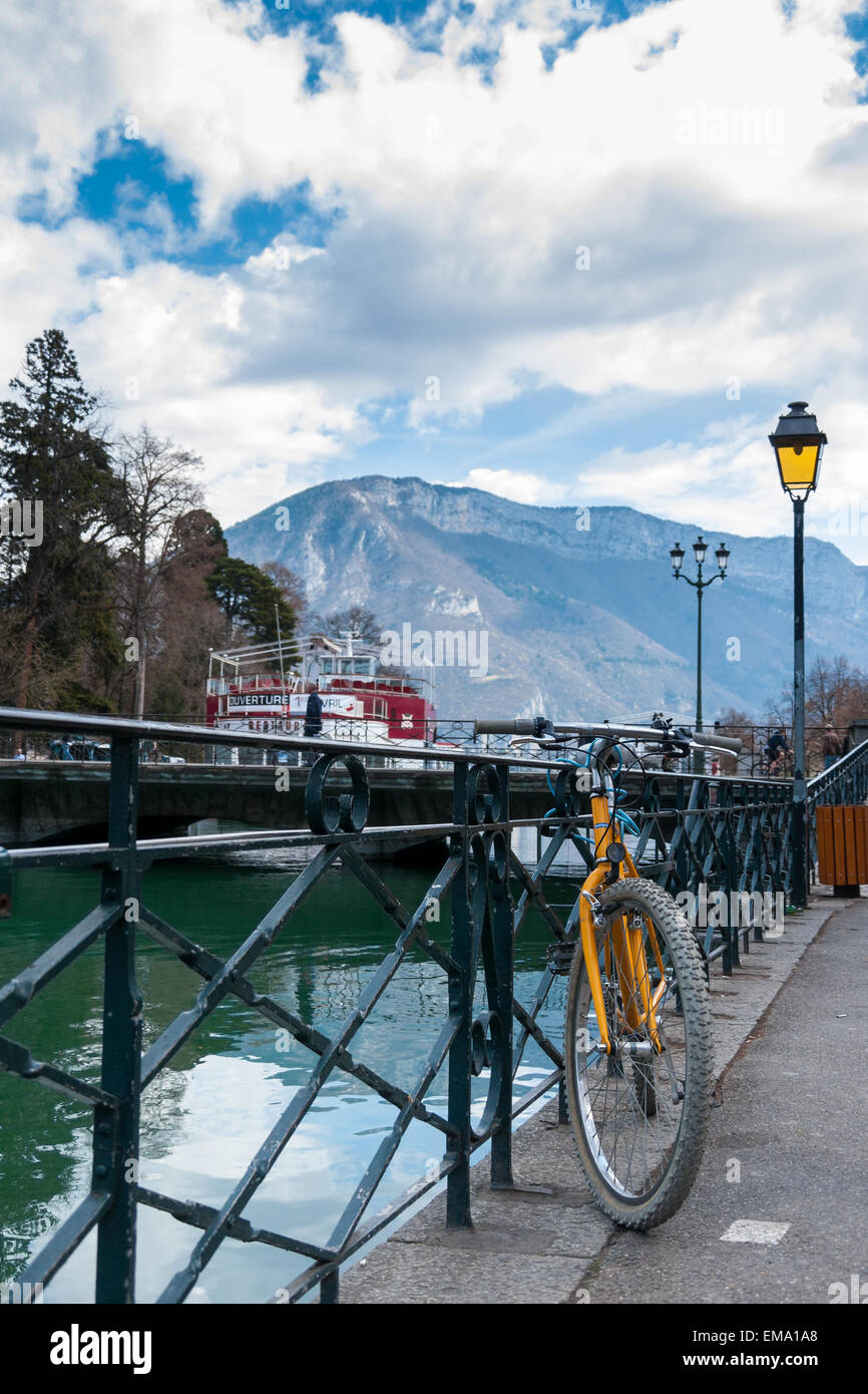 A bicycle, one of the most comfortable transportation in Annecy, France ...