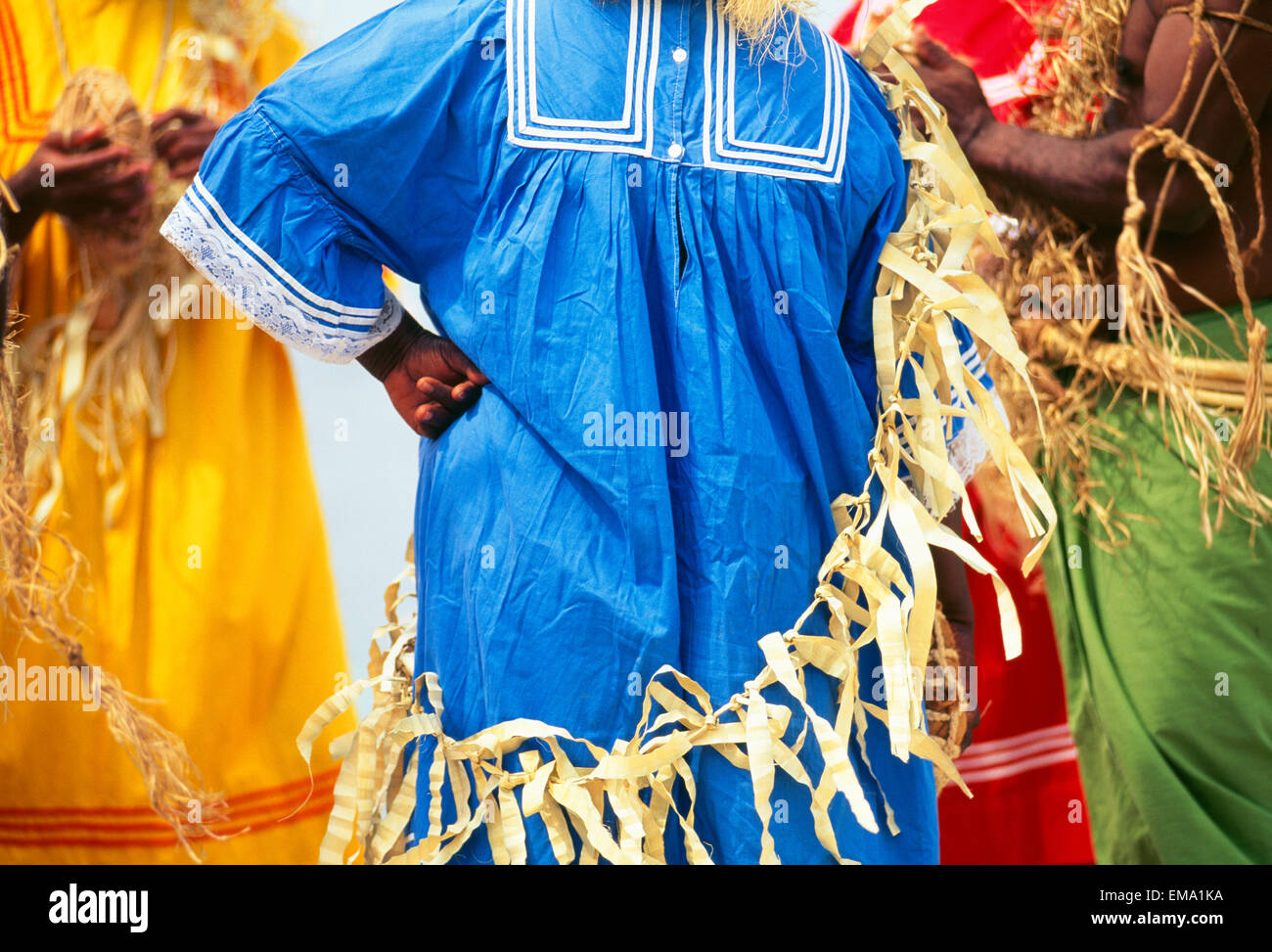 New Caledonia, Lifou Island, Torso Of Native People In Traditional ...