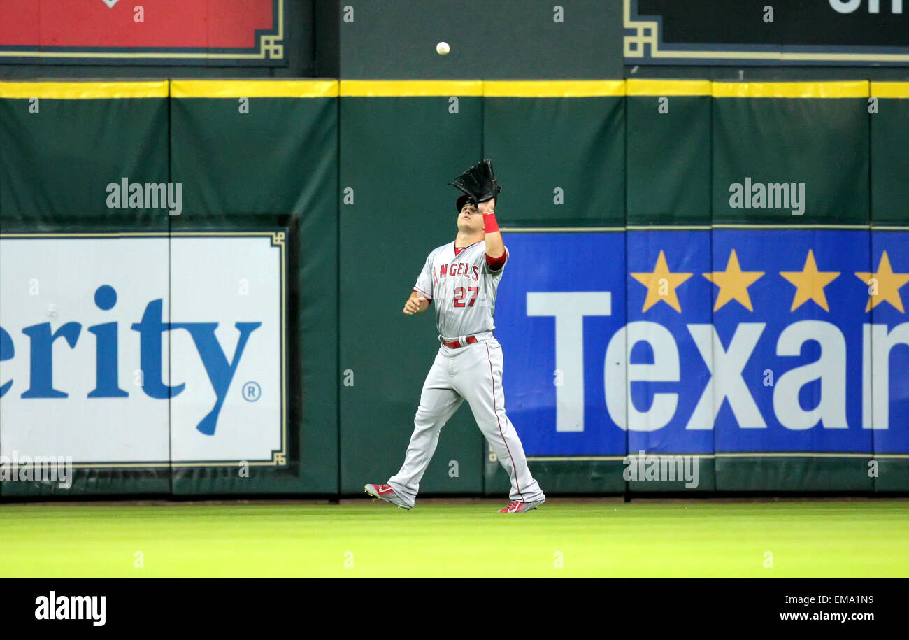 Houston, Texas, USA. 17th Apr, 2015. Los Angeles Angels outfielder Mike ...