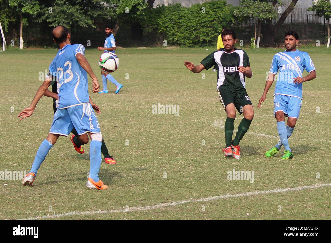 Lahore, Pakistan. 17th Apr, 2015. Pakistani players of HBL & PAF ...
