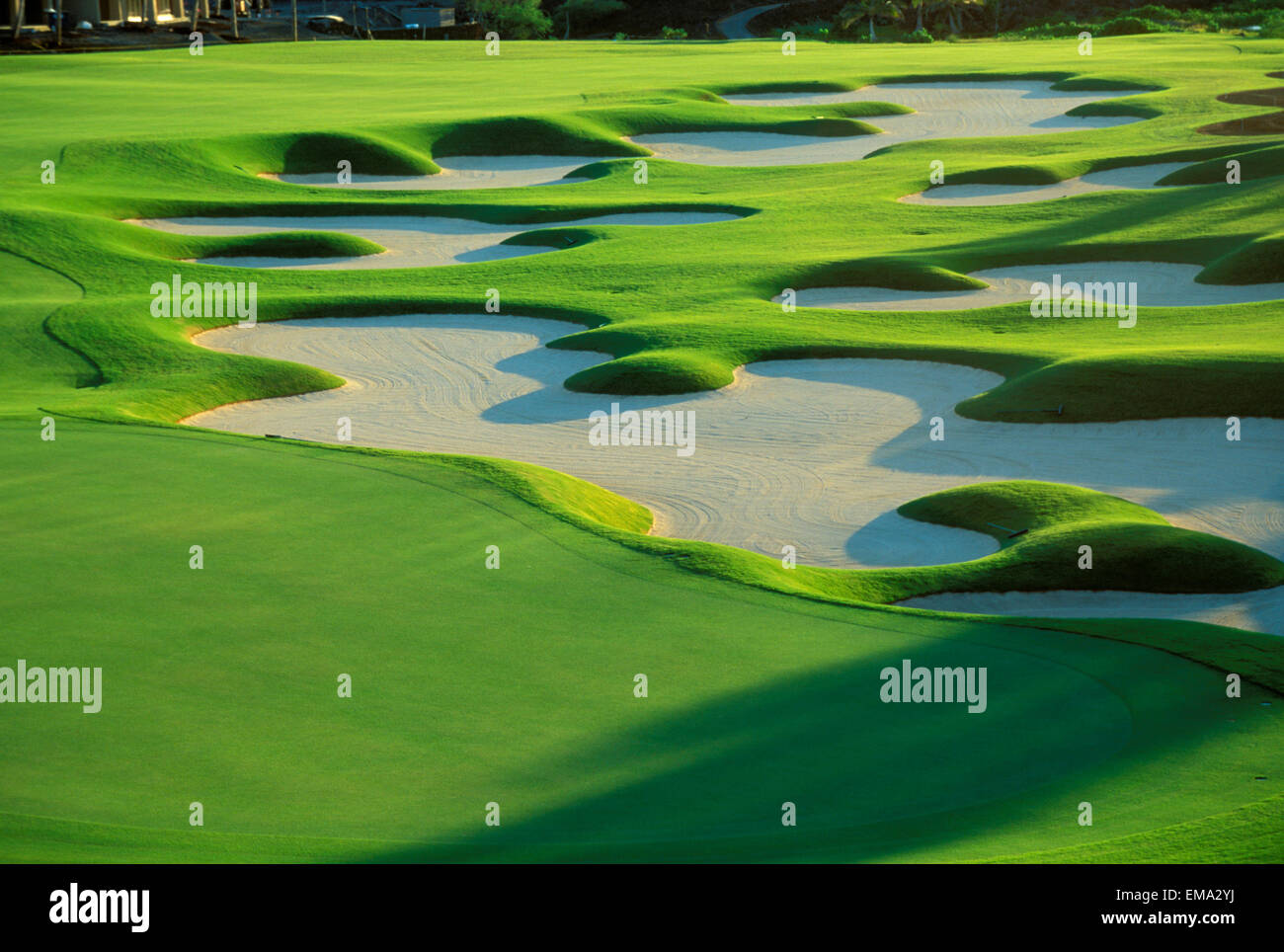 Hawaii, Big Island, Four Seasons Resort Golf Course 18Th Hole With Many ...