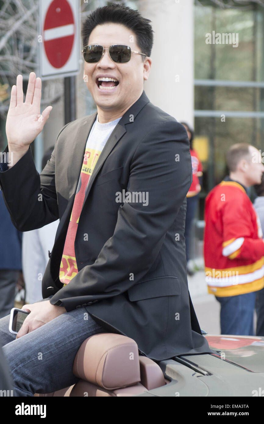 Calgary Alberta, Canada. 17th Apr, 2015. GARRET WANG makes an ...