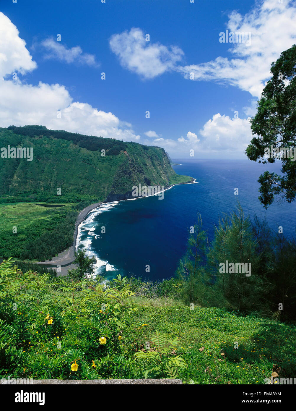 Hawaii, Big Island, Hamakua Coast, Scenic Overview Of Waipio Valley ...