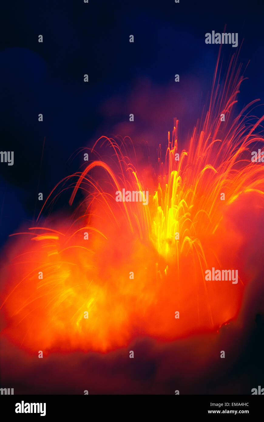 Hawaii, Big Island, Hawaii Volcanoes National Park, Lava Exploding As ...