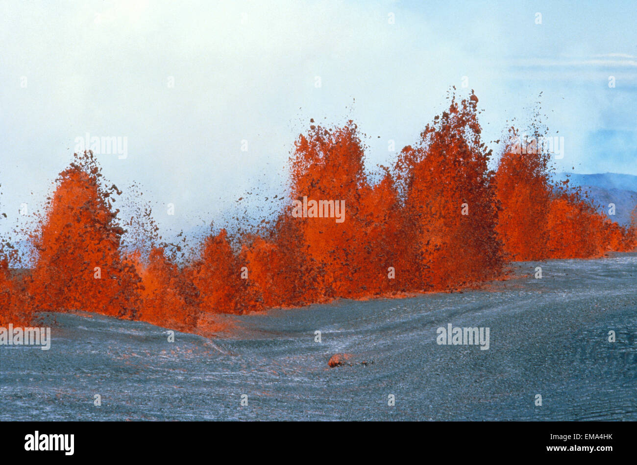Hawaii, Big Island, Eruption Of Mauna Loa Volcano, Lava Curtain A27H ...