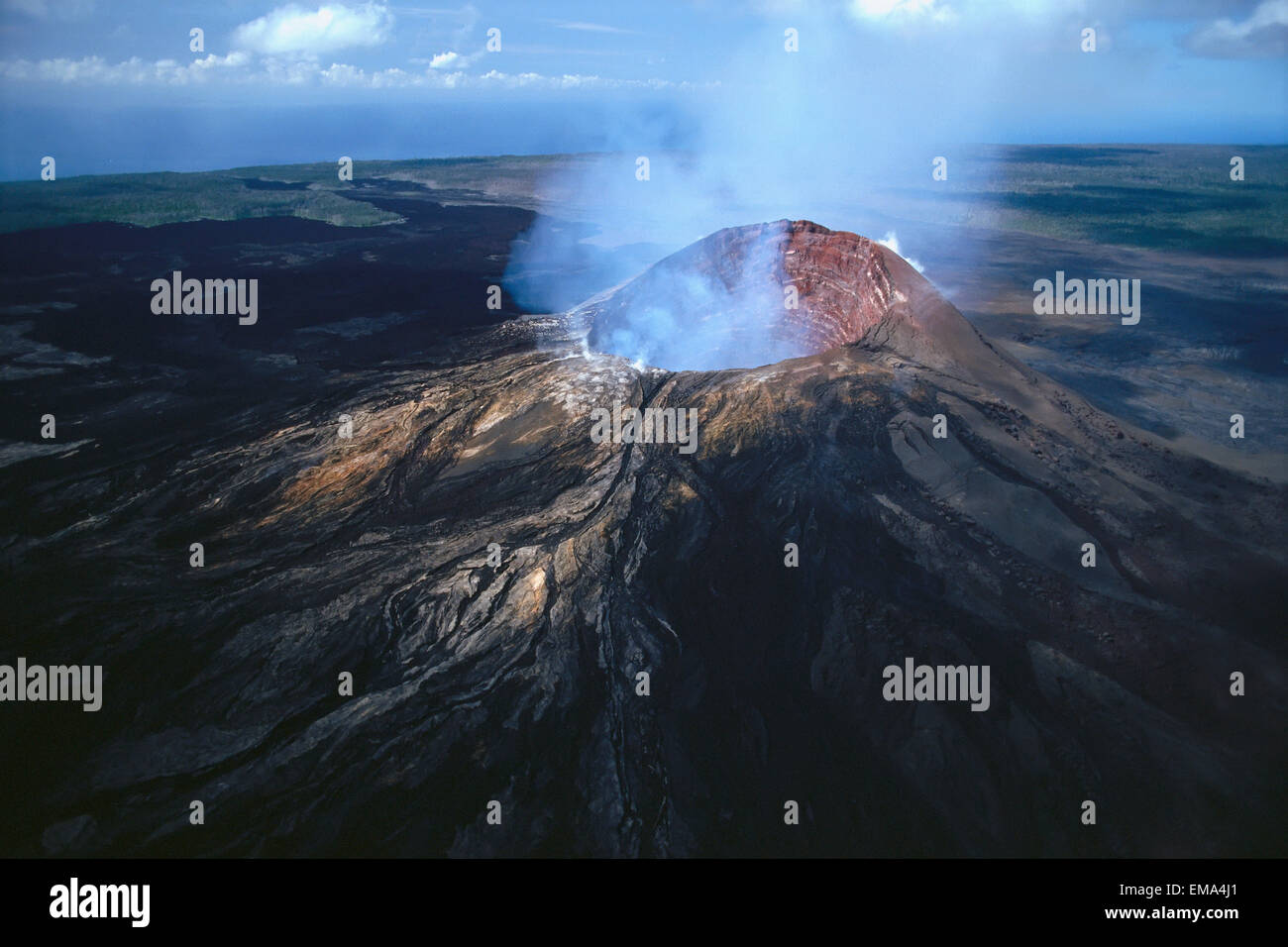 Hawaii, Big Island, Hawaii Volcanoes National Park, Kilauea, Aerial ...