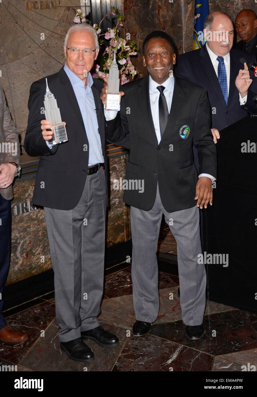 New York, NY, USA. 17th Apr, 2015. Franz Beckenbauer, Pele at a public ...