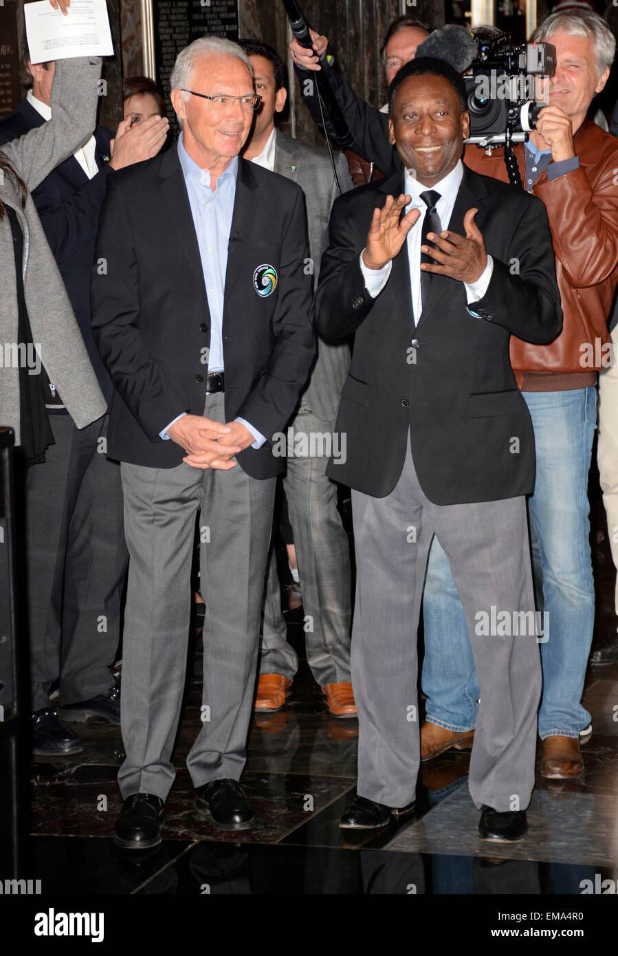 New York, NY, USA. 17th Apr, 2015. Franz Beckenbauer, Pele at a public ...