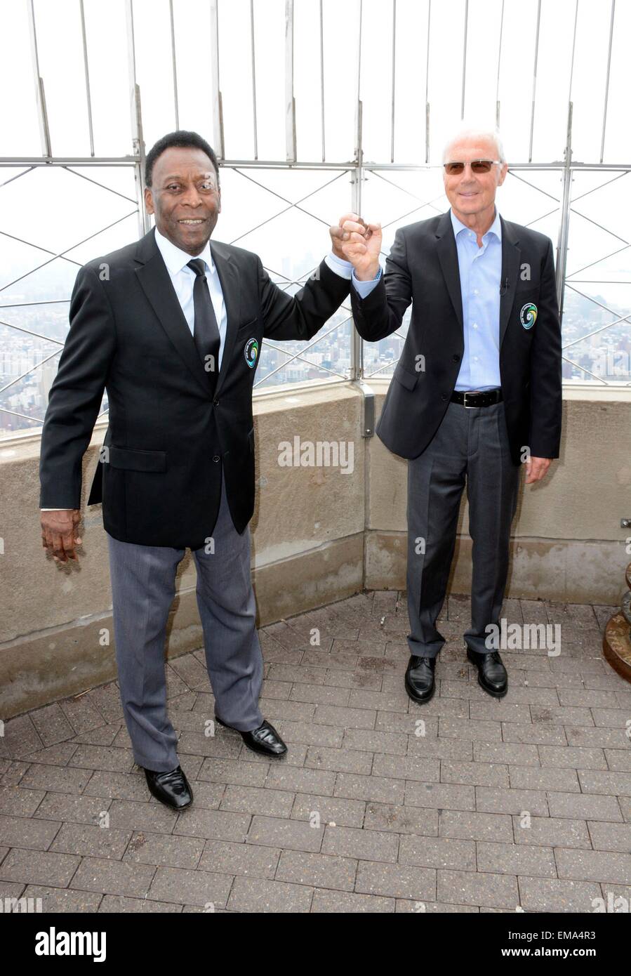 New York, NY, USA. 17th Apr, 2015. Pele, Franz Beckenbauer at a public ...