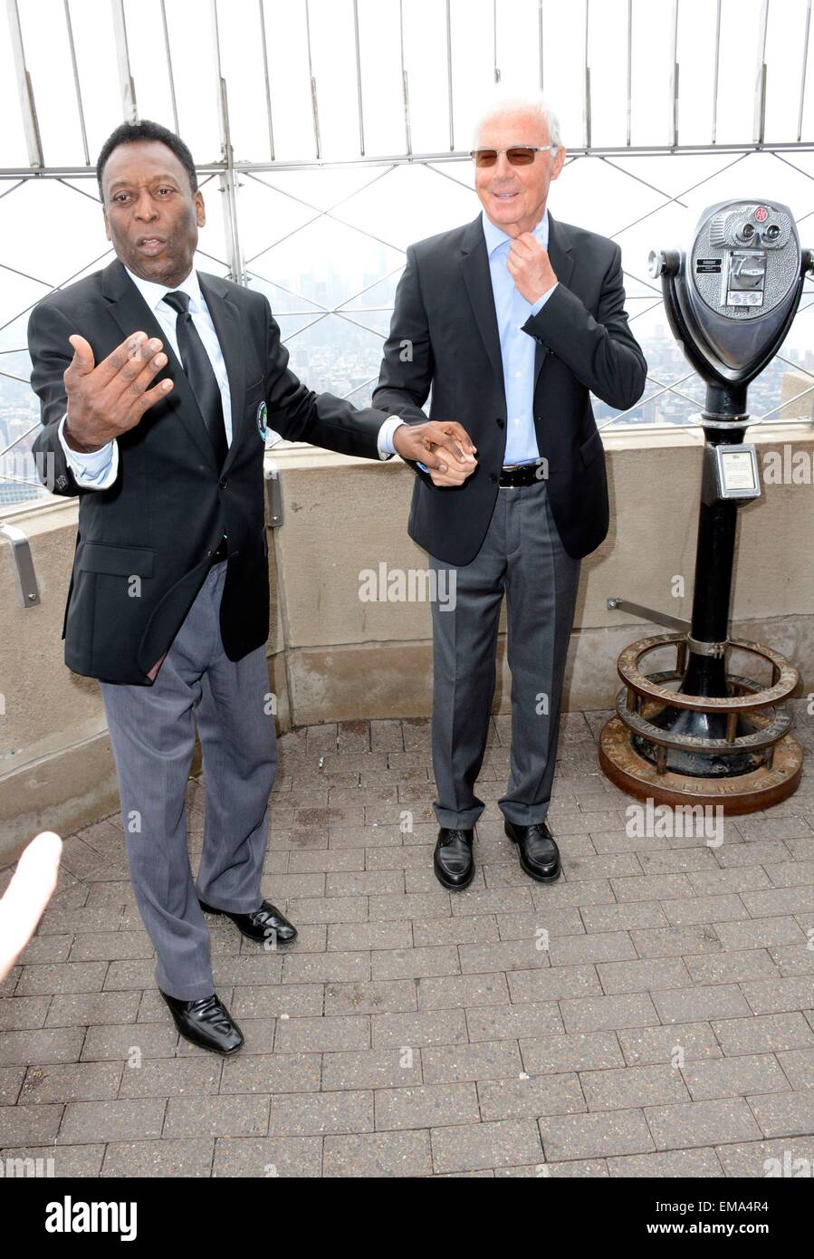New York, NY, USA. 17th Apr, 2015. Pele, Franz Beckenbauer at a public ...