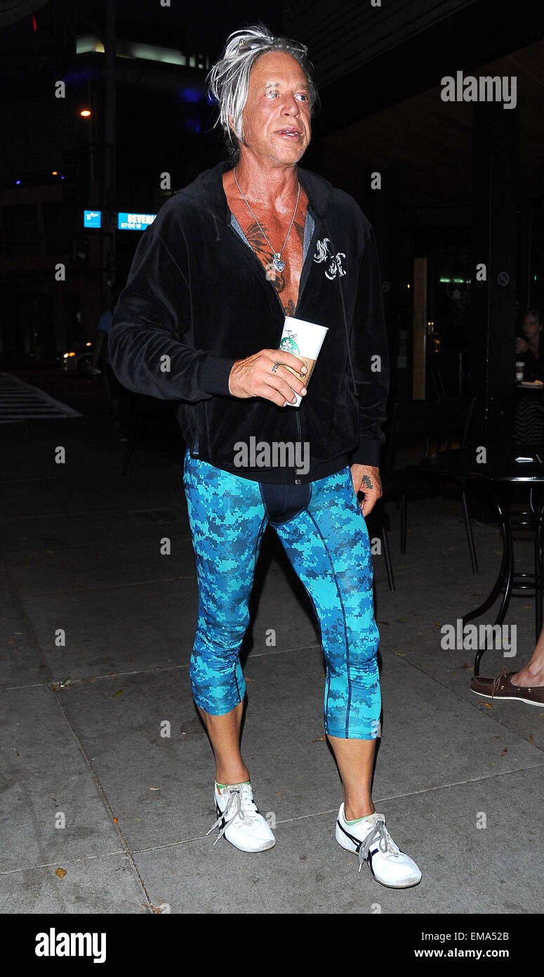 Mickey Rourke visits a Starbucks in West Hollywood Featuring: Mickey ...