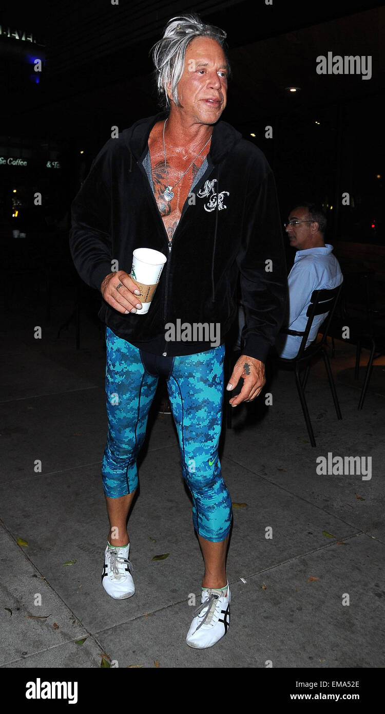 Mickey Rourke visits a Starbucks in West Hollywood Featuring: Mickey ...