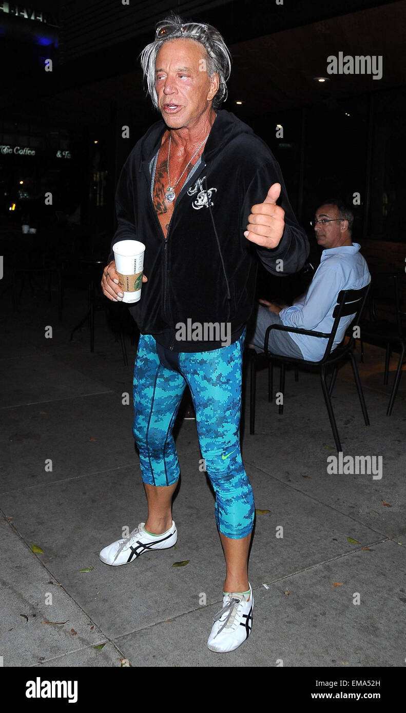Mickey Rourke visits a Starbucks in West Hollywood Featuring: Mickey ...
