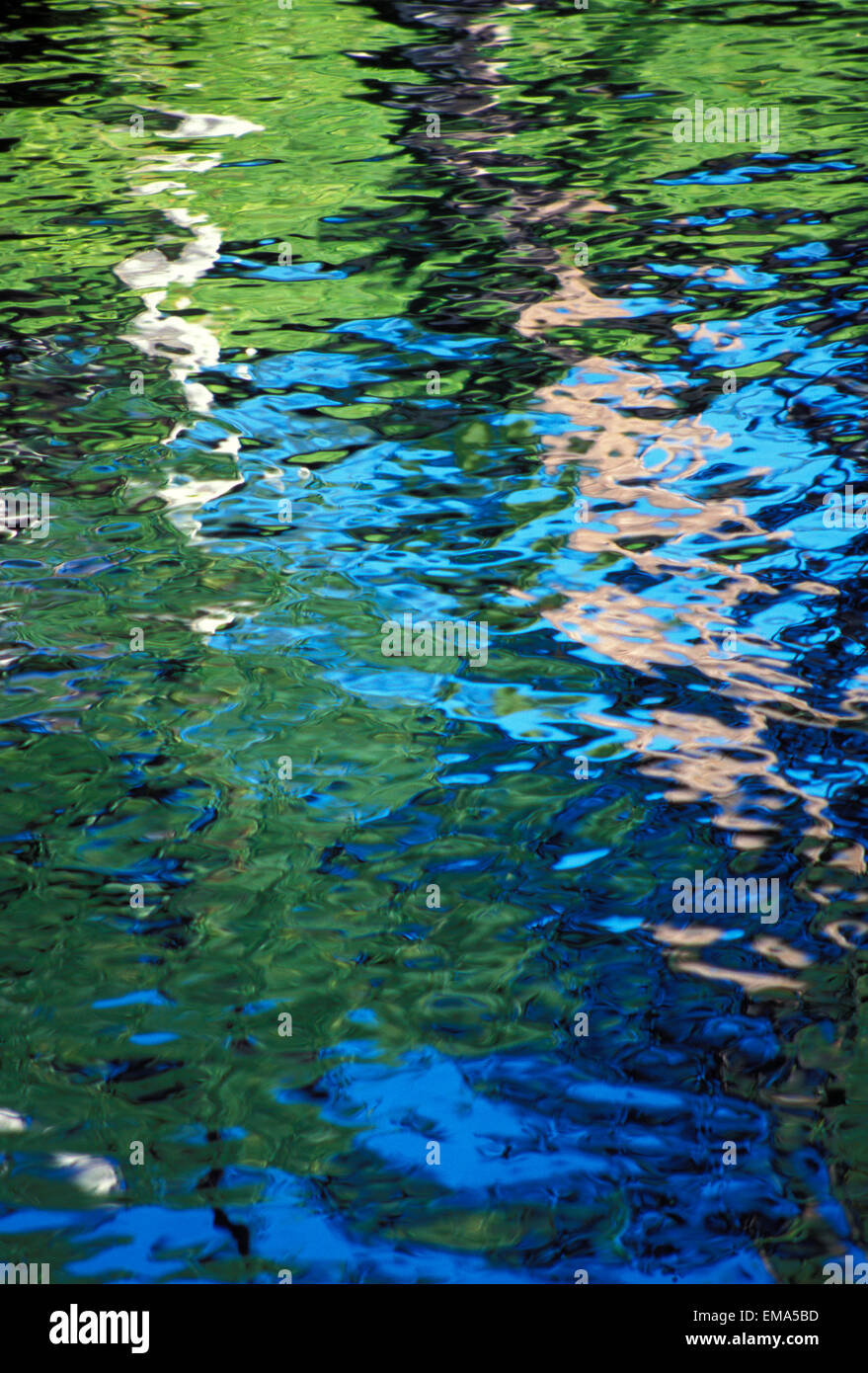 Surface Water Reflections With Different Colors, Green Blue White ...
