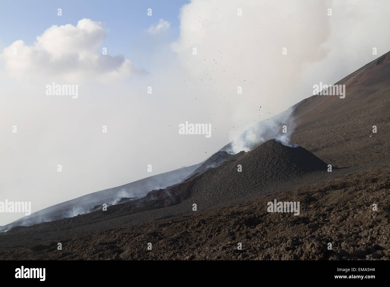 Volcano eruption landscape Stock Photo - Alamy