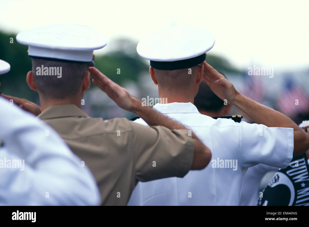 Military Men Saluting View From Behind Stock Photo - Alamy