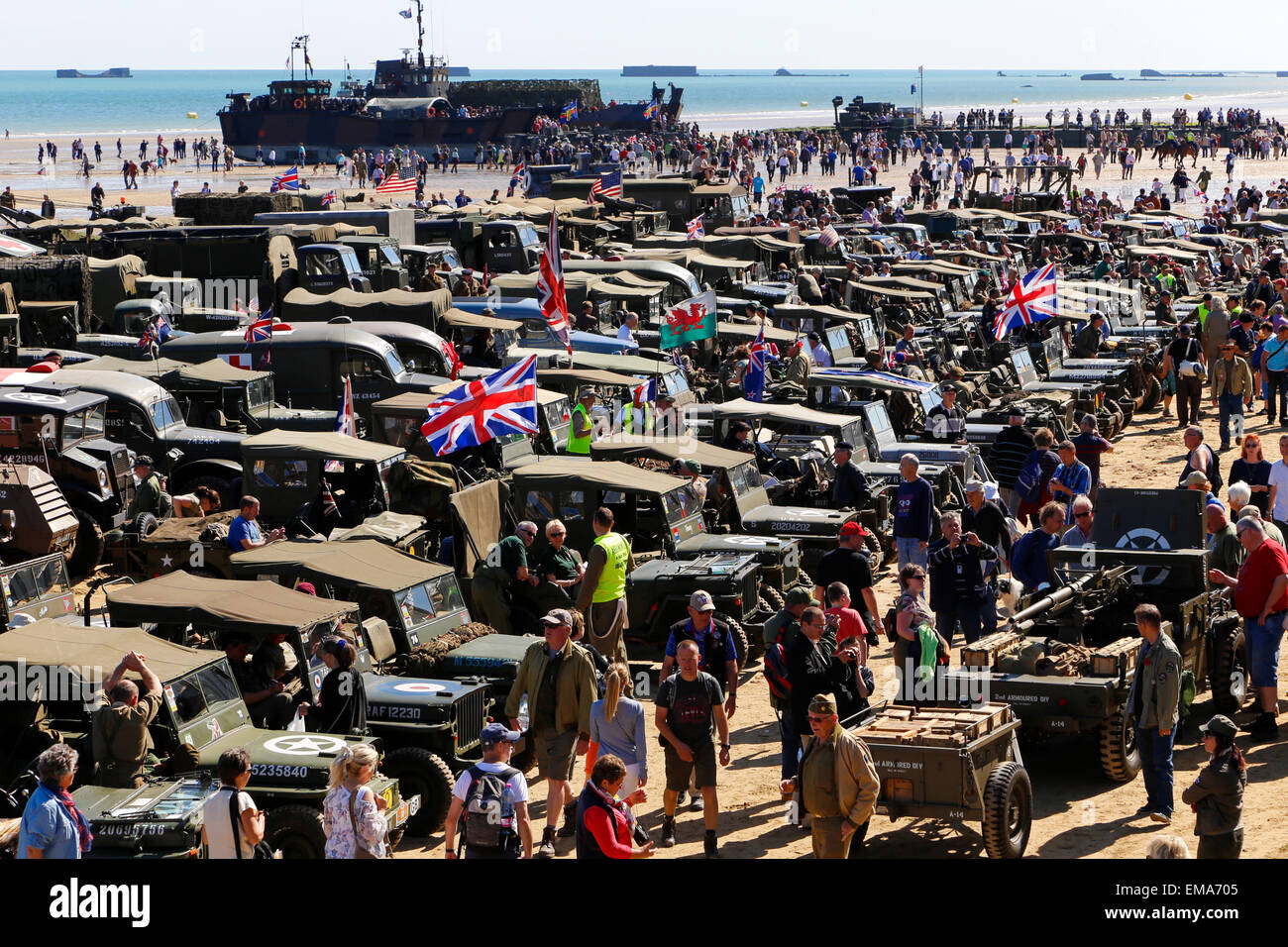 Collection of vintage WW2 vehicles on allied beaches D Day Anniversary ...